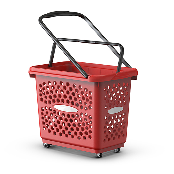 55 L Supermarket Shopping Basket with Wheels - Supermarket design and ...